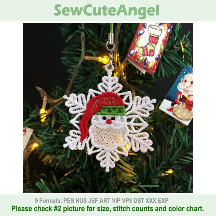 FSL Santa Snowflake Free Standing Lace Machine Embroidery - Etsy
