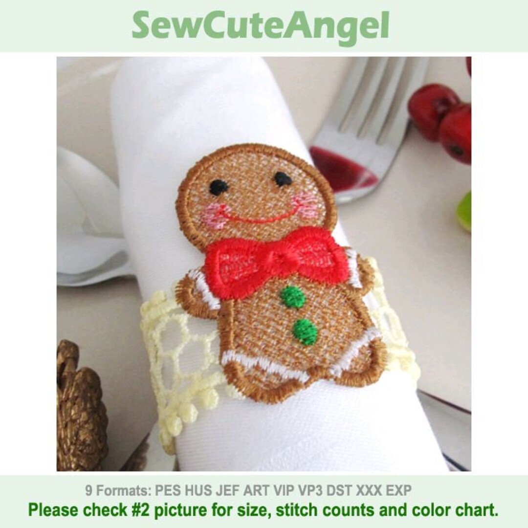 FSL Christmas Napkin Ring Gingerbread Free Standing Lace Machine ...