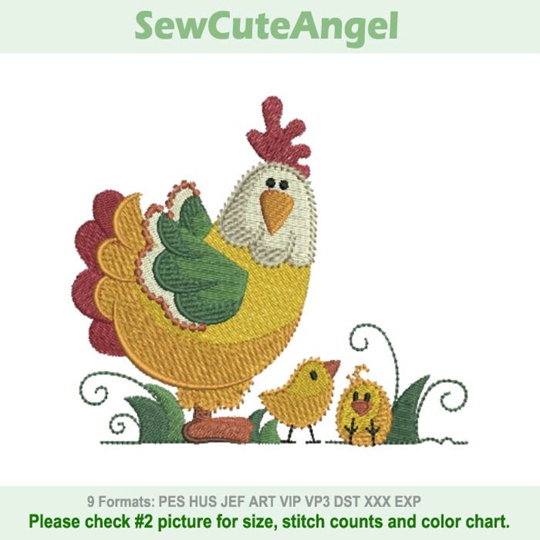 Country Chicken Hen - Machine Embroidery Designs Instant Download 4x4 ...