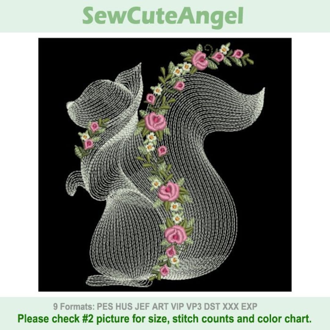 The Beauty of Whitework - Squirrel - Machine Embroidery Designs Instant ...