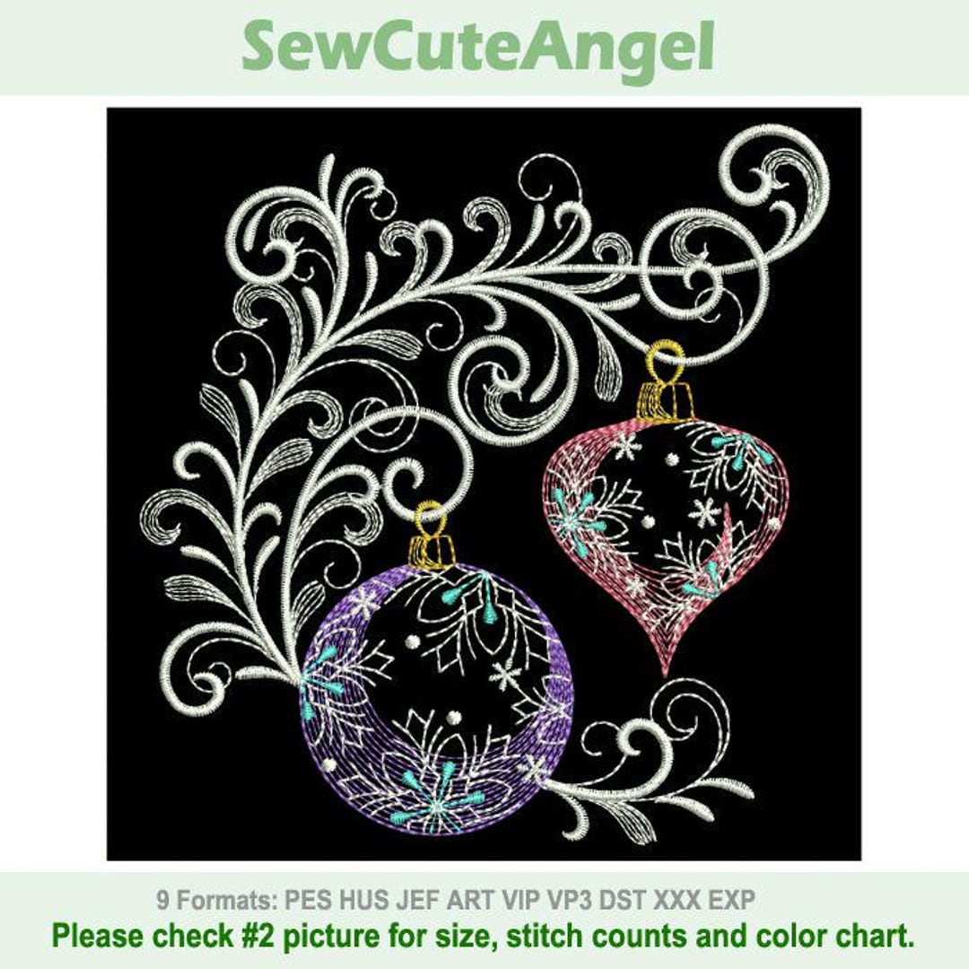 Shiny Baubles, Festive Decor, Holiday Ornaments - Machine Embroidery ...