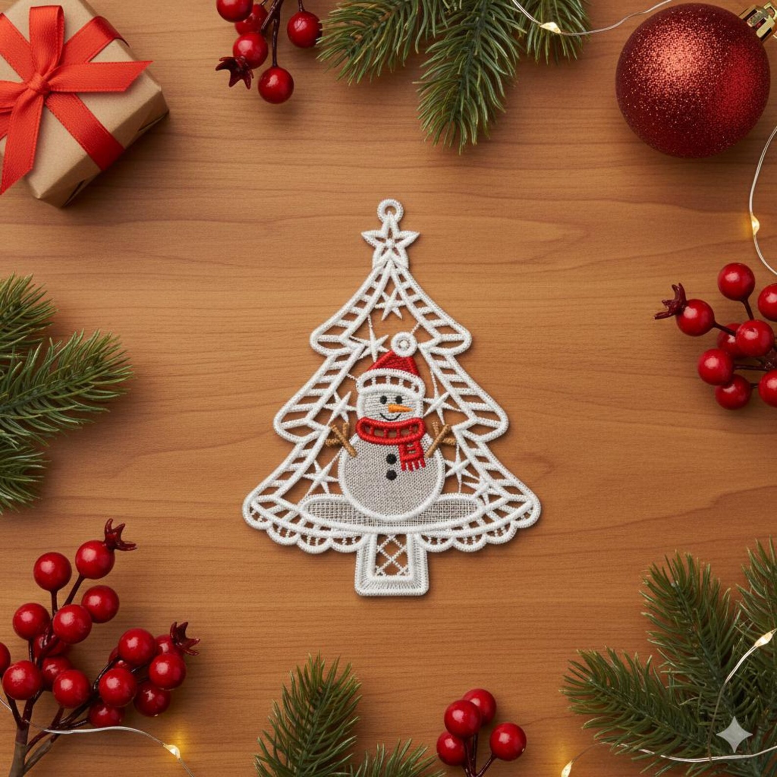 FSL Christmas Tree, Snowman - Free Standing Lace Machine Embroidery ...