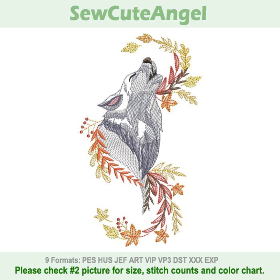 Autumn in the Woods Wolf - Machine Embroidery Designs Instant Download ...