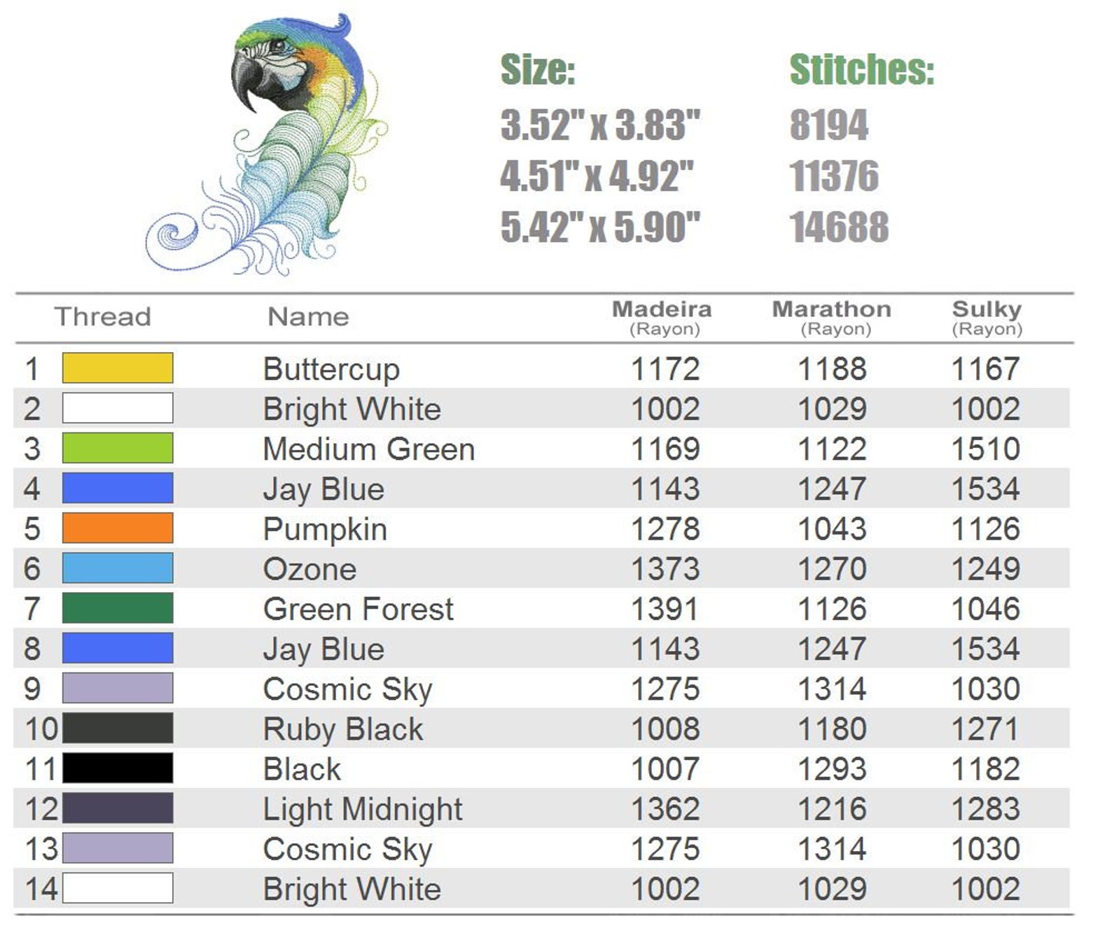 Parrot Feather - Machine Embroidery Designs Instant Download 4x4 5x5 ...