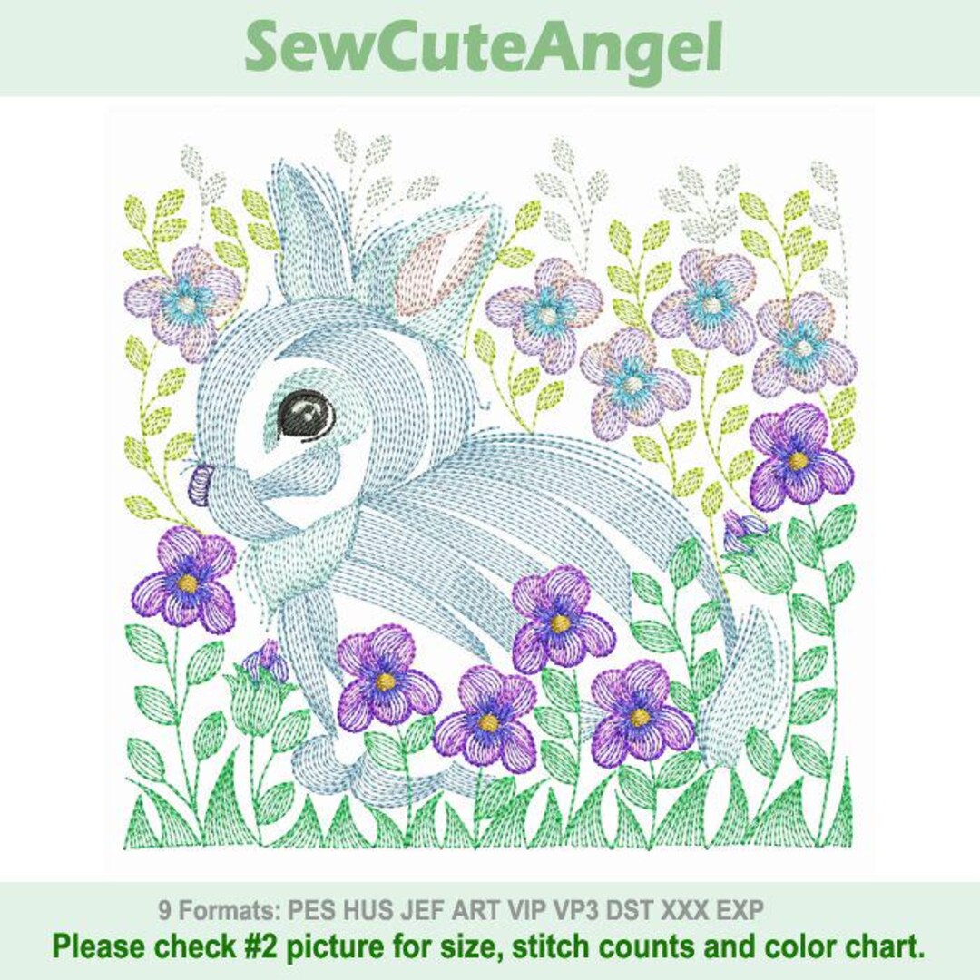 Woodland Whimsy, Floral Bunny Tale, Enchanted Garden Rabbit - Machine ...