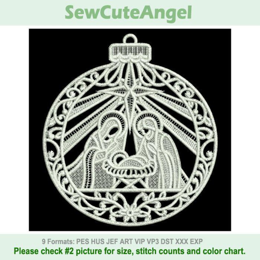 FSL Nativity, Holy Family, Holy Christmas Ornament - Free Standing Lace ...