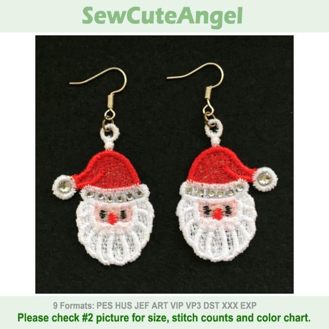 FSL Crystal Christmas Earrings Santa - Free Standing Lace Machine ...