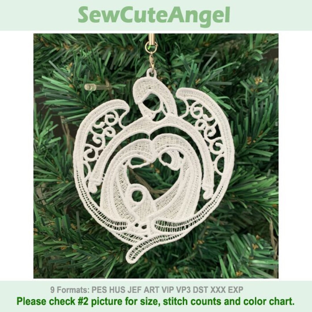 FSL Nativity Ornament - Angel - Free Standing Lace Machine Embroidery Designs Instant Download ...