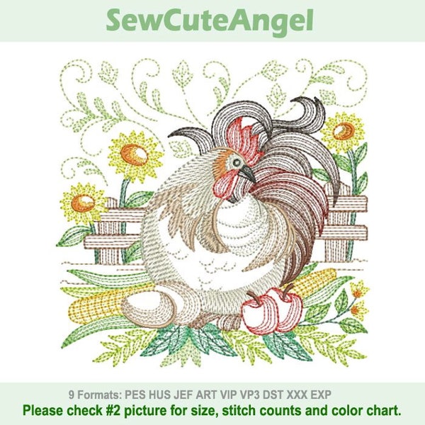 Chicken Embroidery Design - Etsy