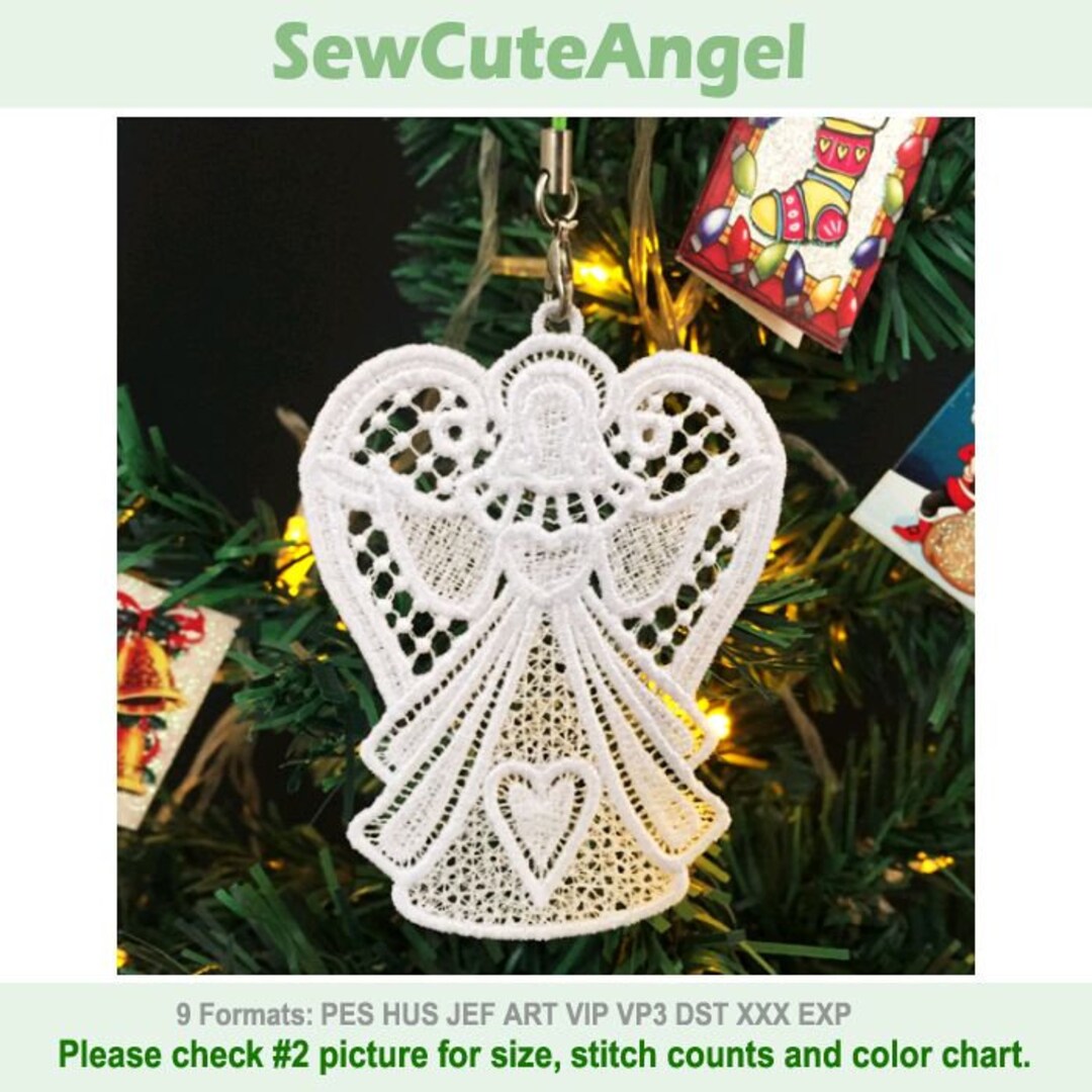 FSL Angel - Christmas Ornament - Free Standing Lace Machine Embroidery ...