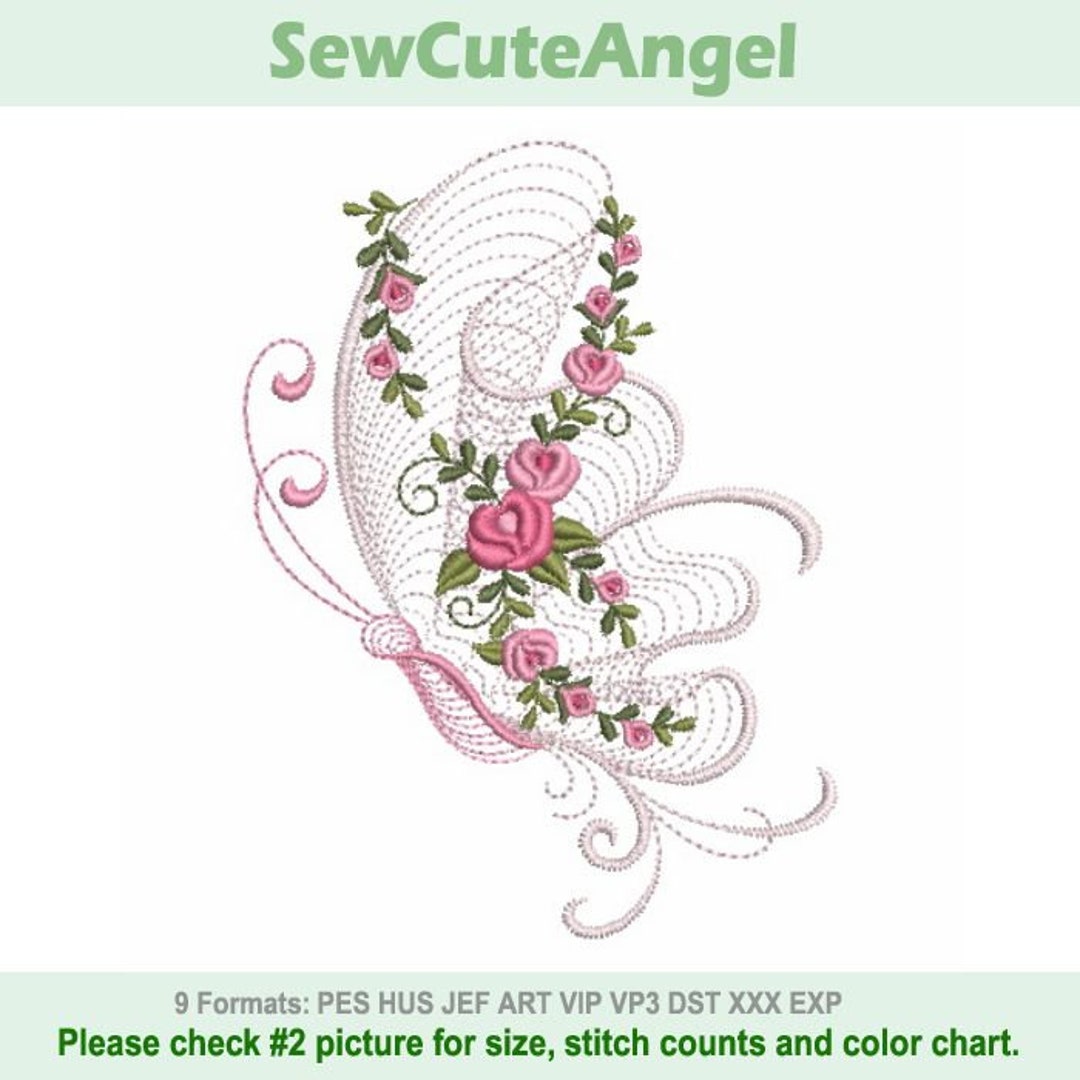 Rippled Butterflies 7 Machine Embroidery Designs Instant Download 4x4 ...