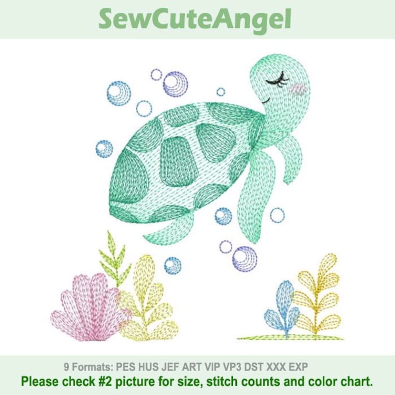 Tropical Friends Turtle Machine Embroidery Designs Instant - Etsy