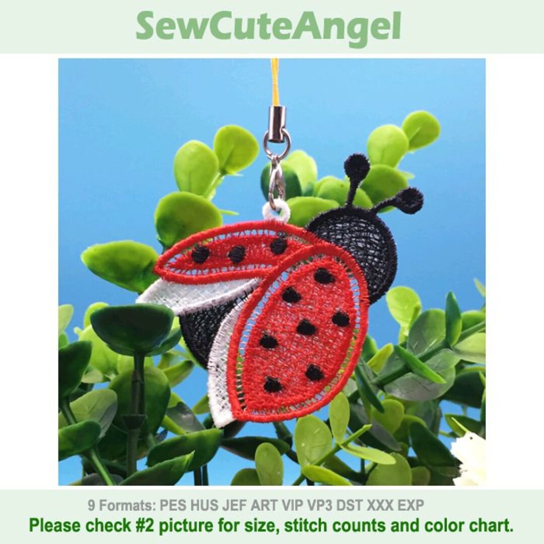FSL Insects Ladybug Ornament - Free Standing Lace Machine Embroidery ...