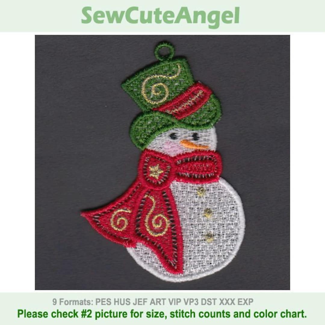 FSL Golden Christmas Snowman - Free Standing Lace Machine Embroidery ...
