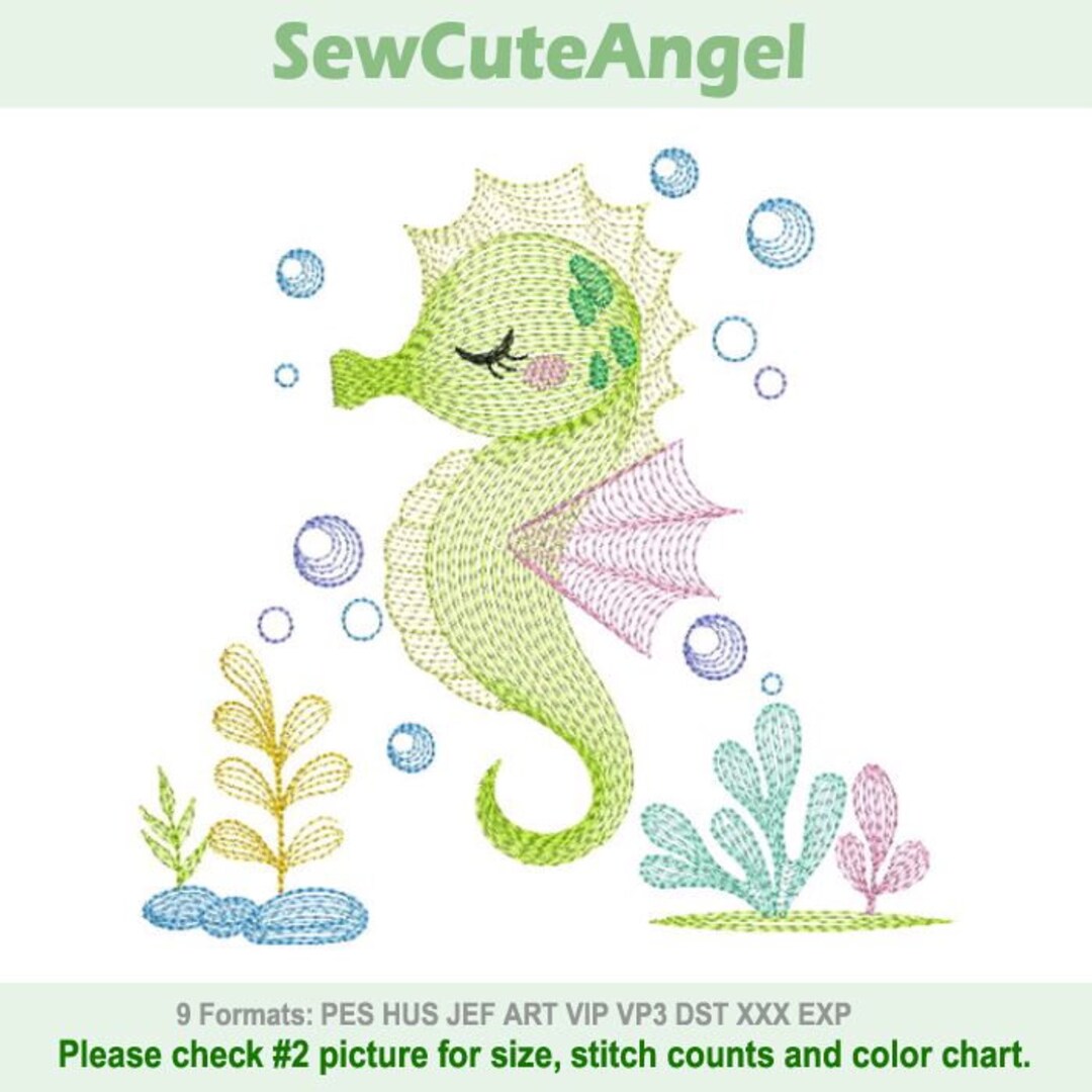 Tropical Friends Seahorse Machine Embroidery Designs Instant Download ...