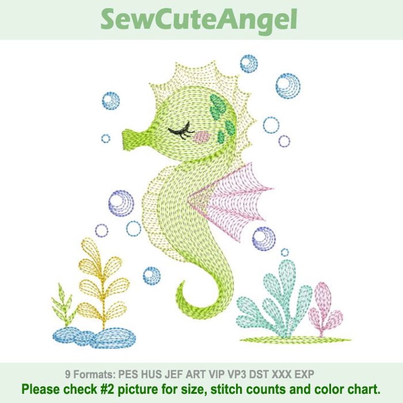 Tropical Friends Seahorse Machine Embroidery Designs Instant - Etsy