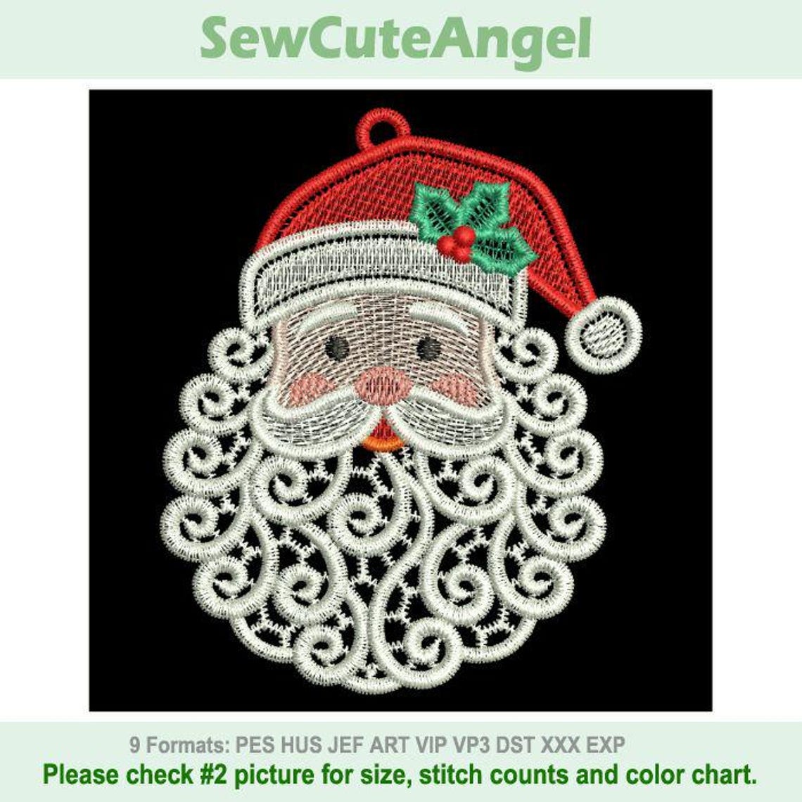 FSL Santa Face - Free Standing Lace Machine Embroidery Designs Instant ...