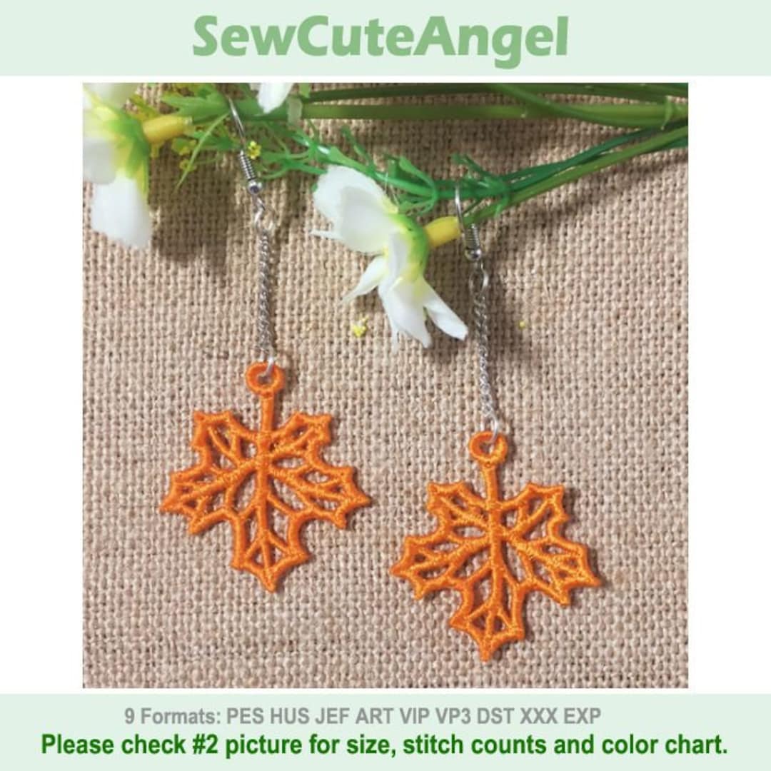 FSL Earrings - Maple Leaf - Free Standing Lace Machine Embroidery ...