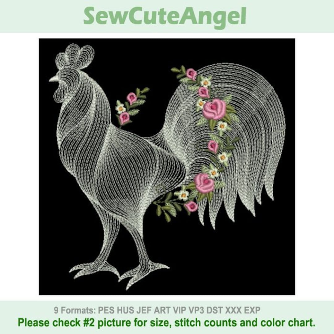 The Beauty of Whitework - Rooster - Machine Embroidery Designs Instant ...