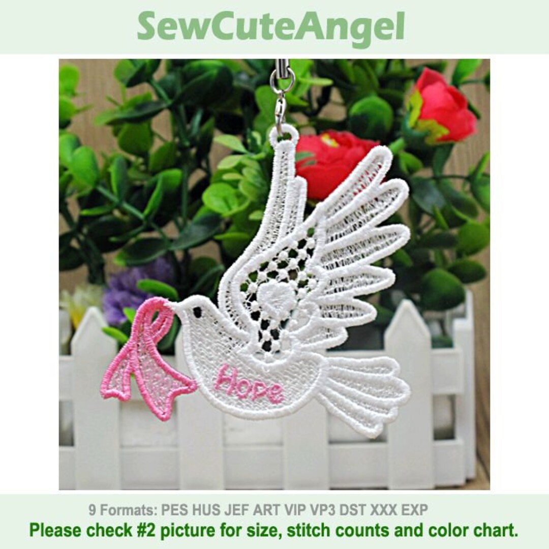 FSL Pink Ribbon Dove - Free Standing Lace Machine Embroidery Designs ...