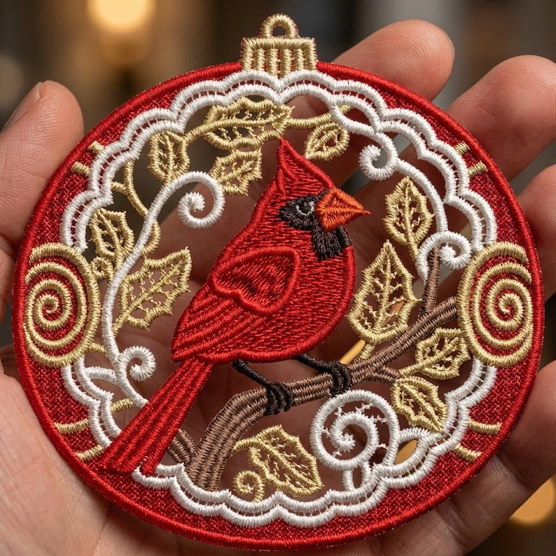 FSL Cardinal Ornament - Free Standing Lace Machine Embroidery Designs ...