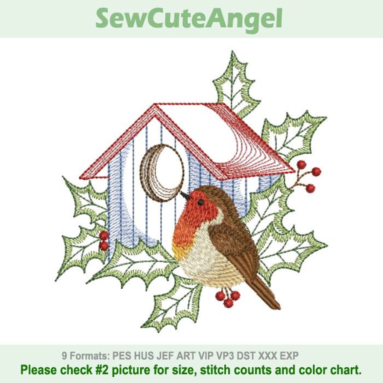 Christmas Robin - Machine Embroidery Designs Instant Download 4x4 5x5 ...