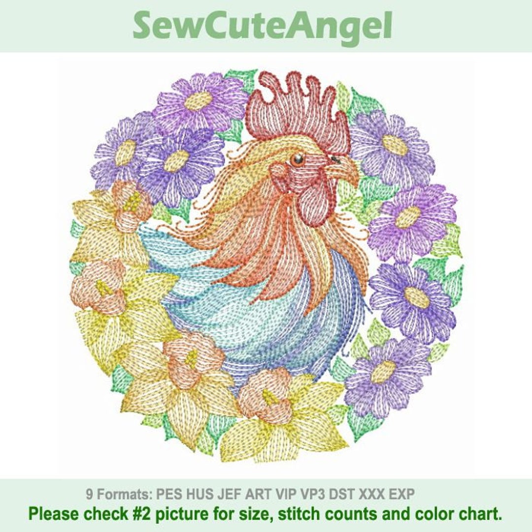Sweet Farm Animal Rooster - Machine Embroidery Designs Instant Download ...