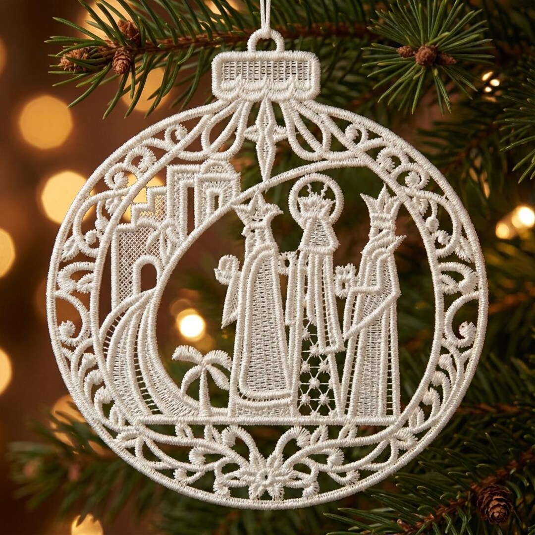 FSL Festive Kings, Christmas Nativity Ornament - Free Standing Lace ...
