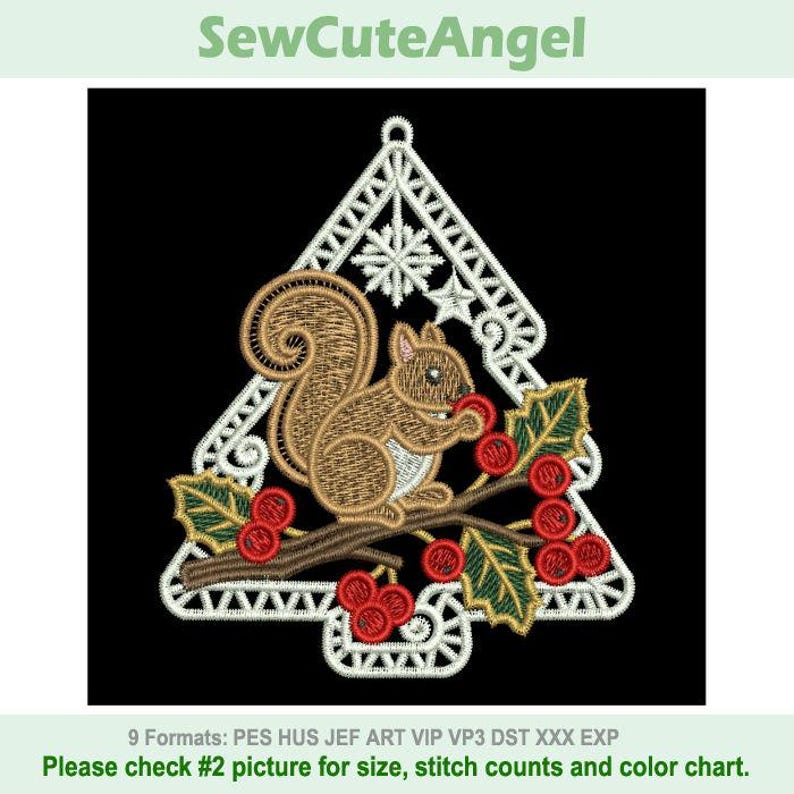 FSL Squirrel, Branch Beauty- Free Standing Lace Machine Embroidery ...