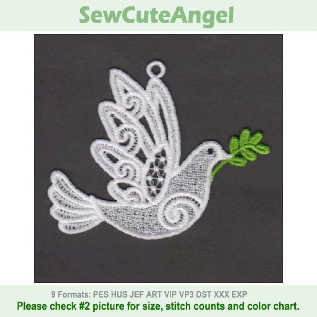 FSL Filigree Christmas Dove - Free Standing Lace Machine Embroidery ...