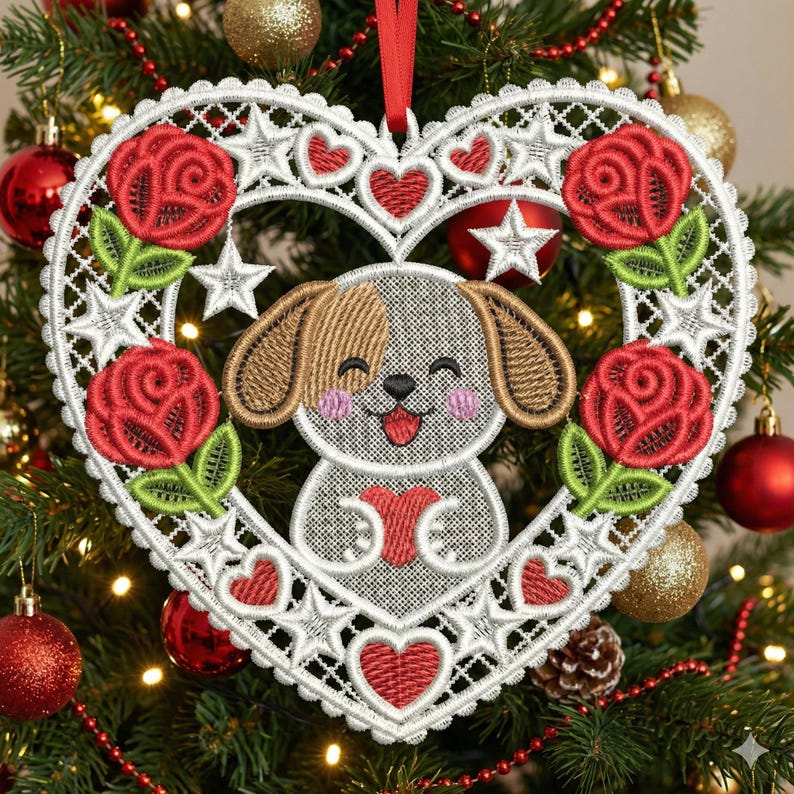Puppy Love Frame, Heartfelt Canine Charm, Rose - Free Standing Lace ...