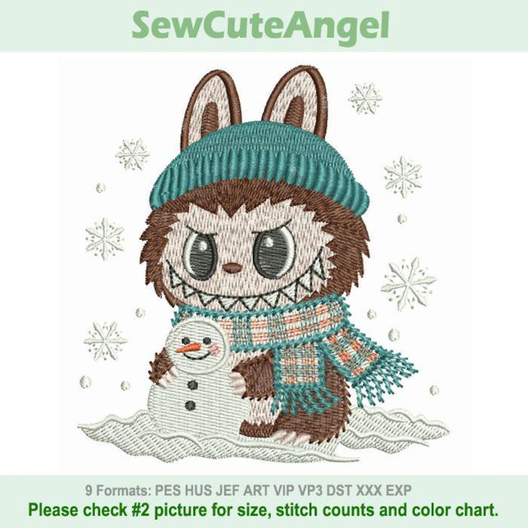 Winter Labubu - Machine Embroidery Designs Instant Download 4x4 Hoop ...