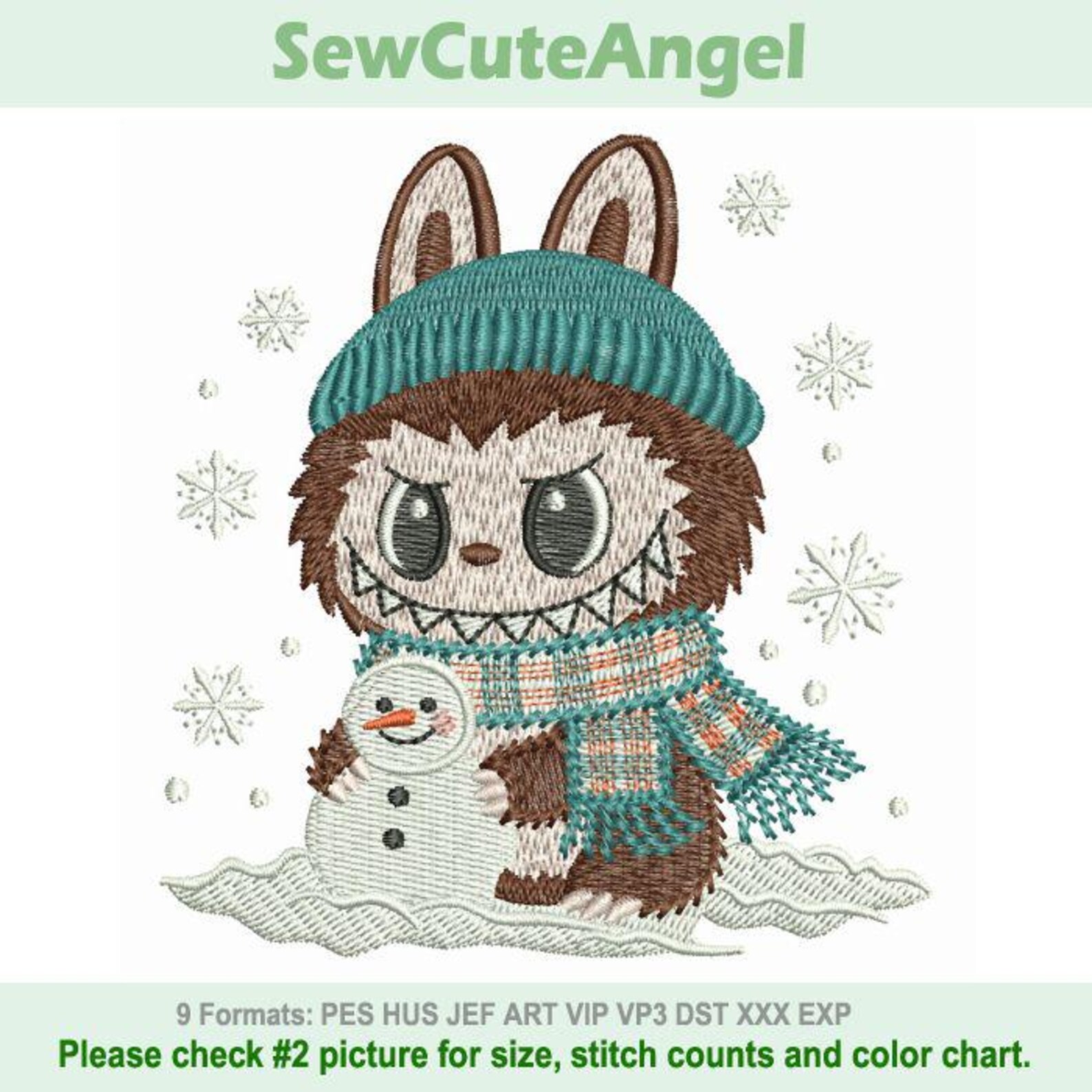 Winter Labubu - Machine Embroidery Designs Instant Download 4x4 Hoop ...