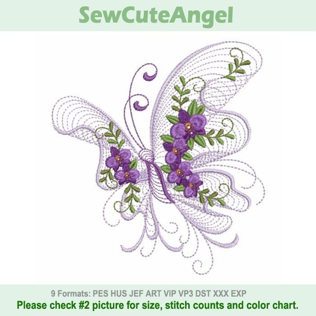 Rippled Butterflies 7 Machine Embroidery Designs Instant Download 4x4 ...