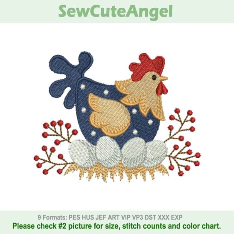 Country Chicken - Machine Embroidery Designs Instant Download 4x4 Hoop ...