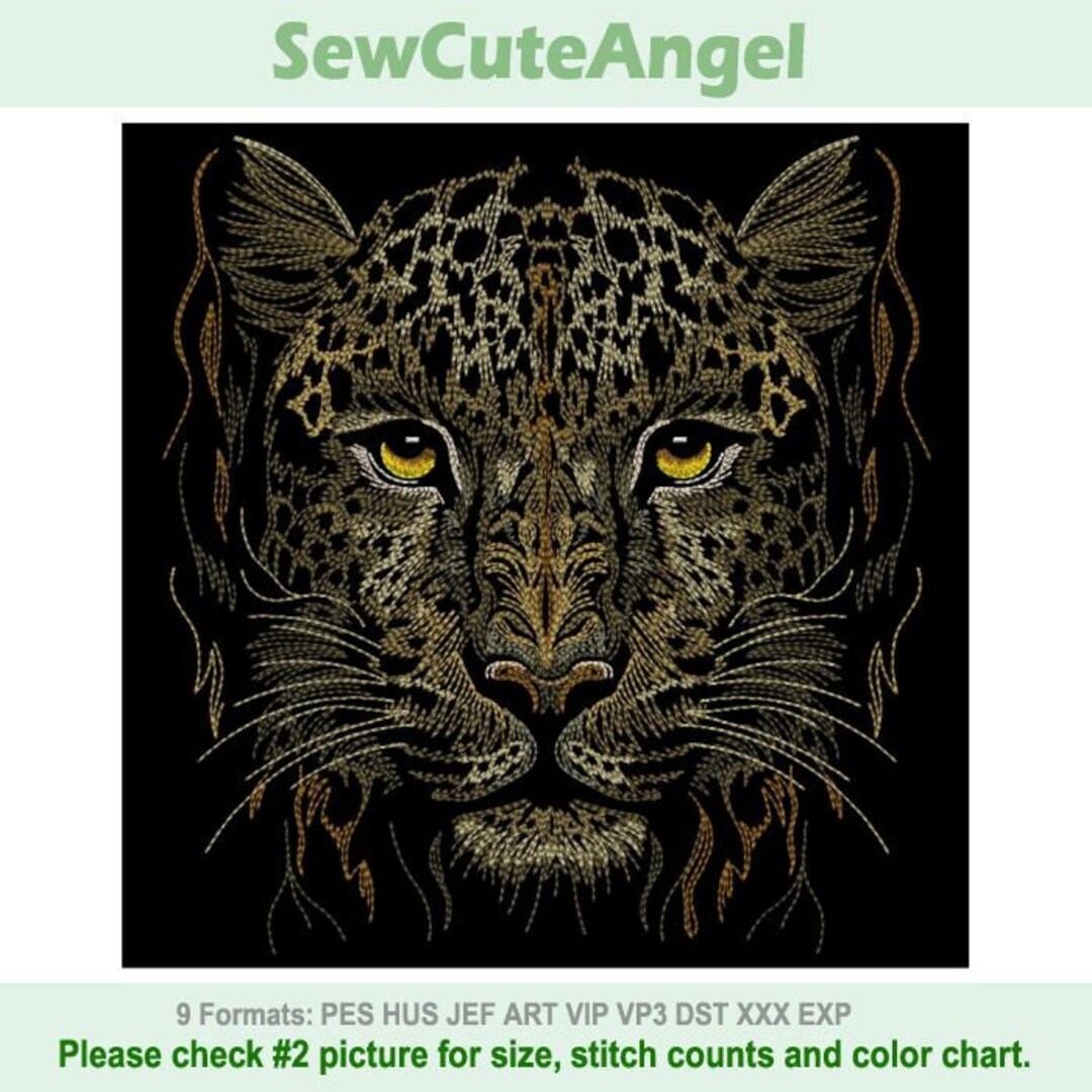 Leopard Portrait - Machine Embroidery Designs Instant Download 6x6 7x7 ...