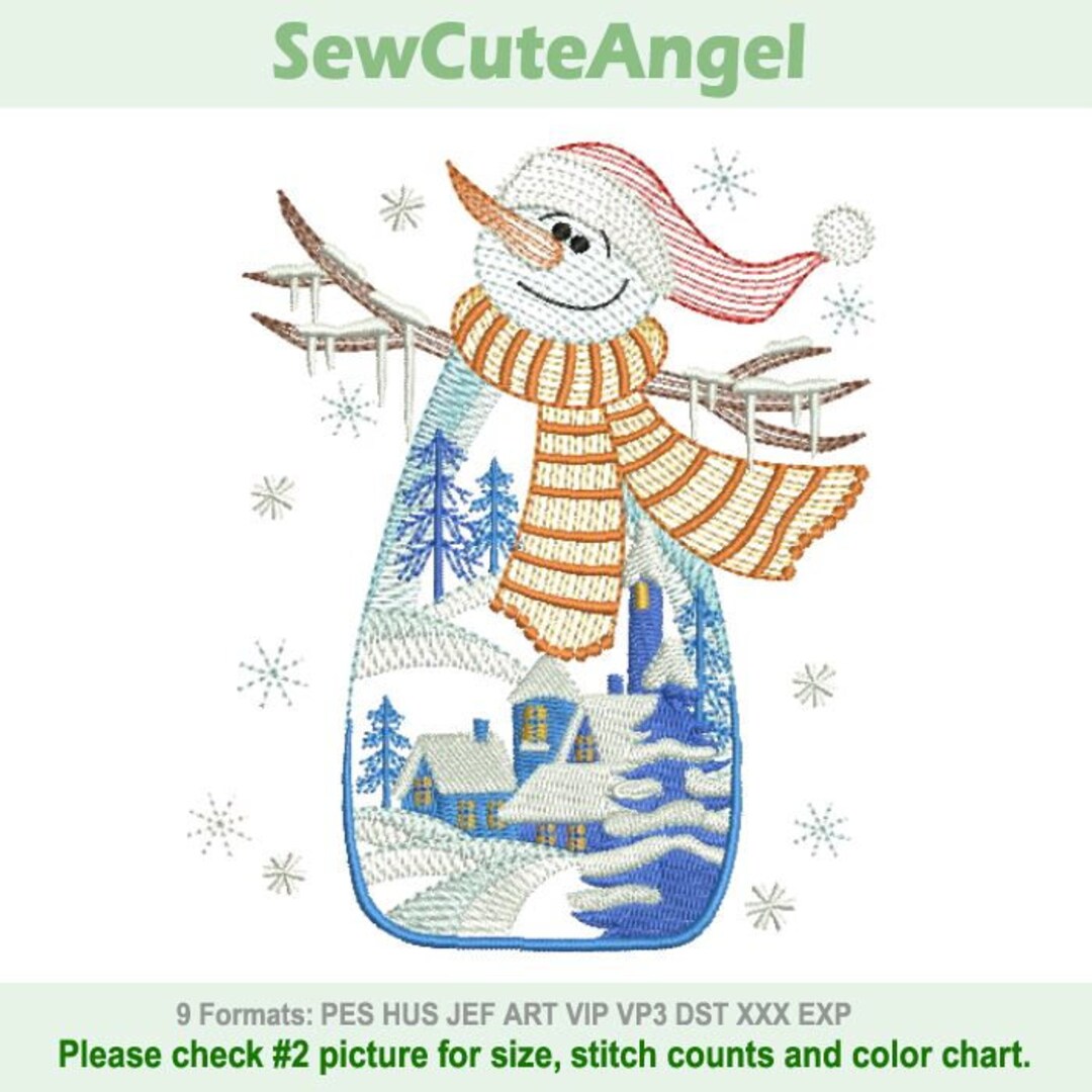 Snowman Scene - Machine Embroidery Designs Instant Download 5x5 6x6 8x8 ...