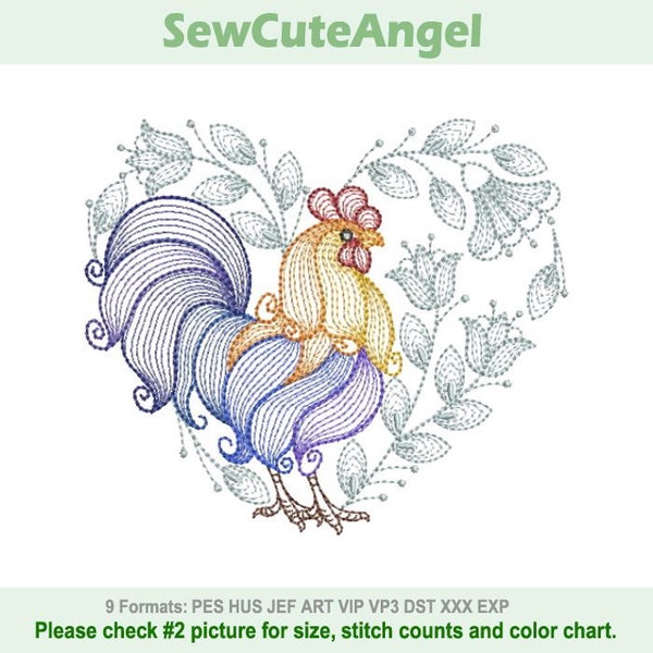 Rooster Embroidery Designs - Etsy