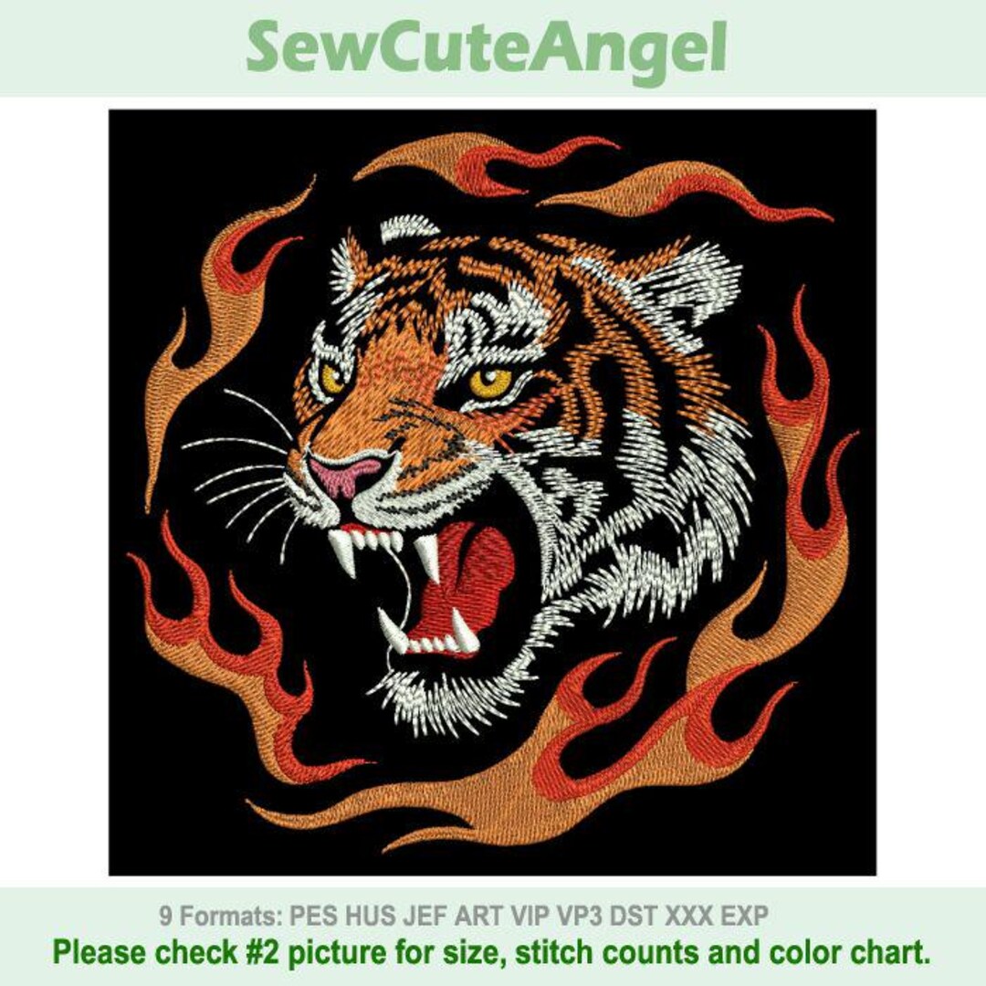 Flaming Tiger, Fire Tiger, Fierce Tiger - Machine Embroidery Designs ...