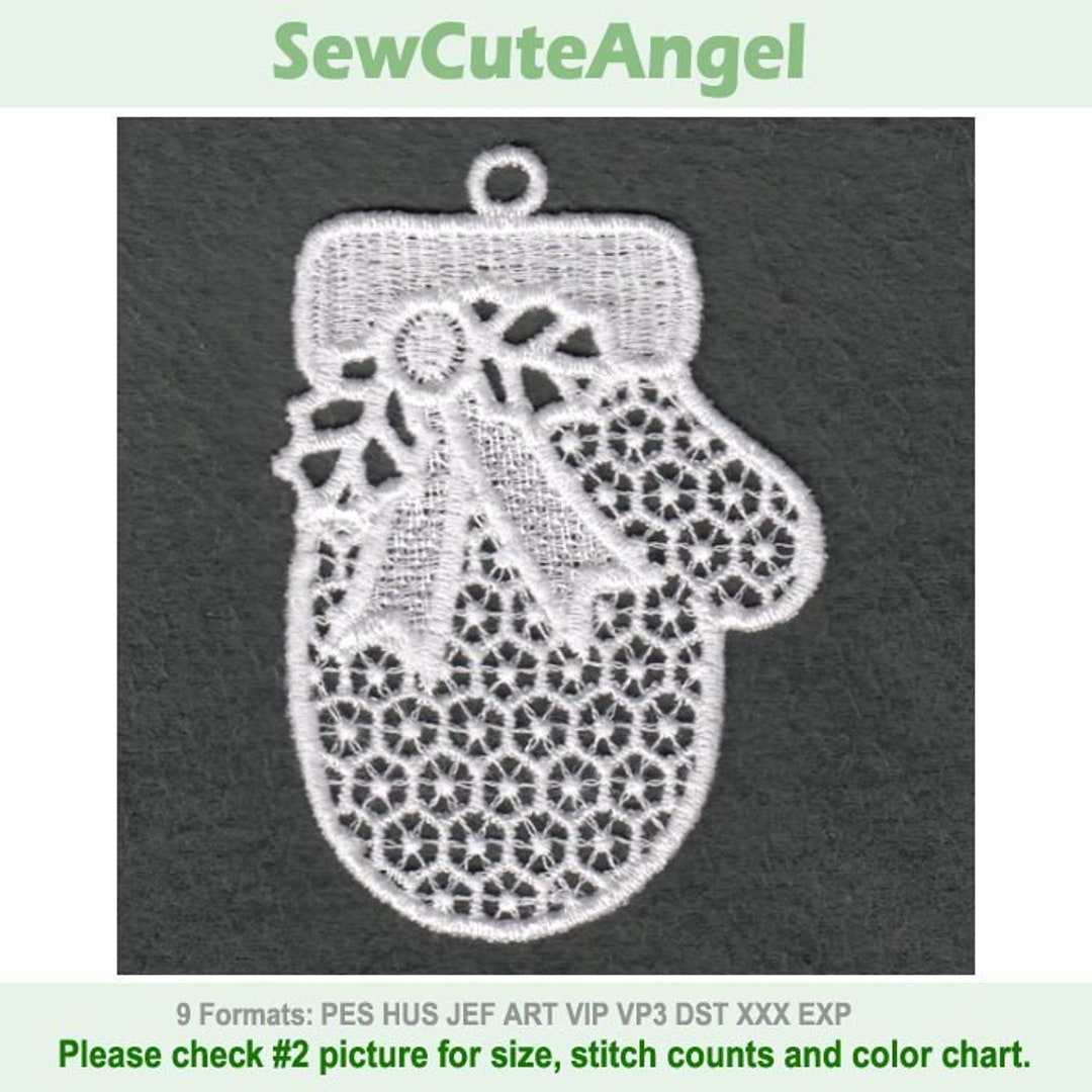 FSL Dazzling Christmas Mitten - Free Standing Lace Machine Embroidery ...