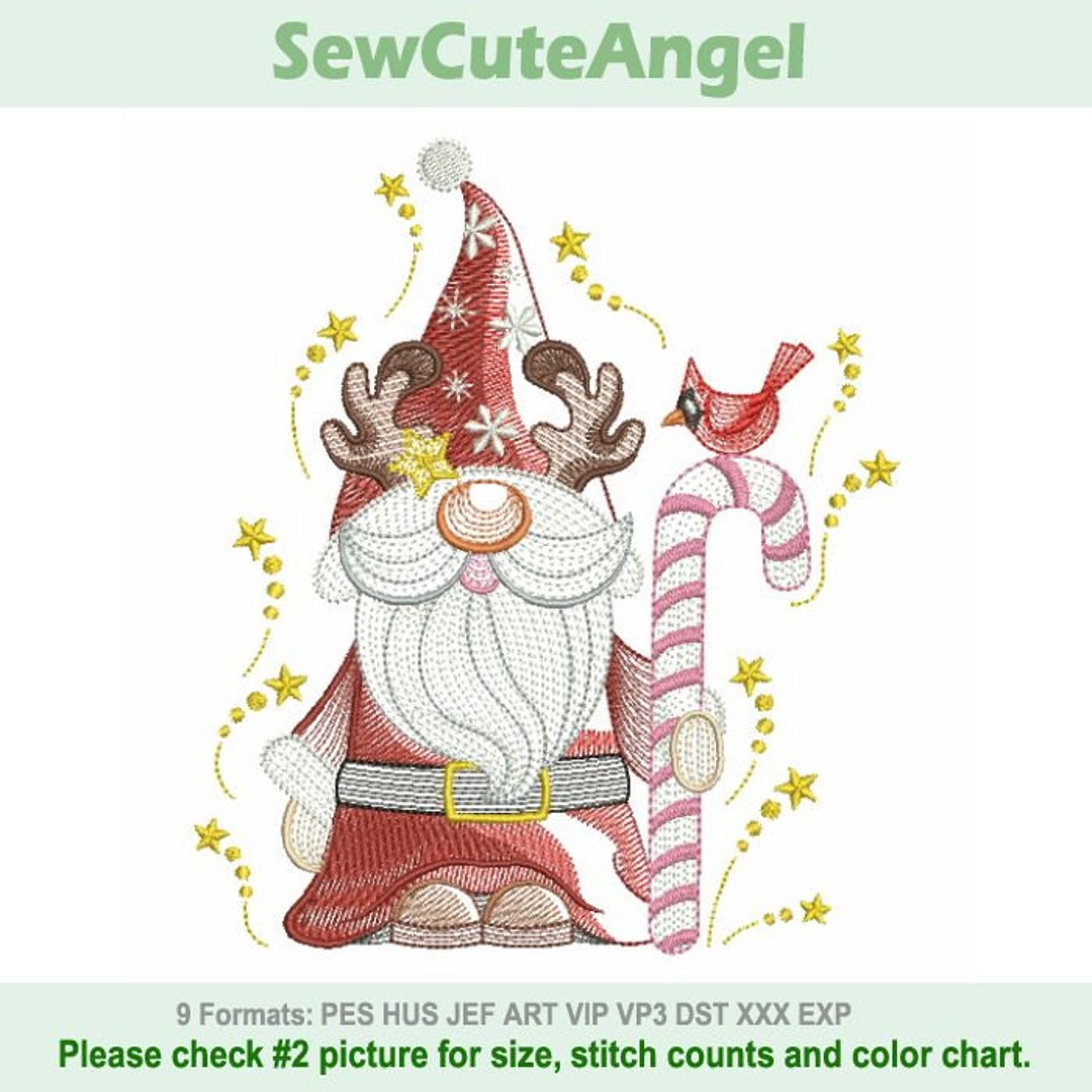 Christmas Gnome Machine Embroidery Designs Instant Download 5x5 6x6 8x8 ...