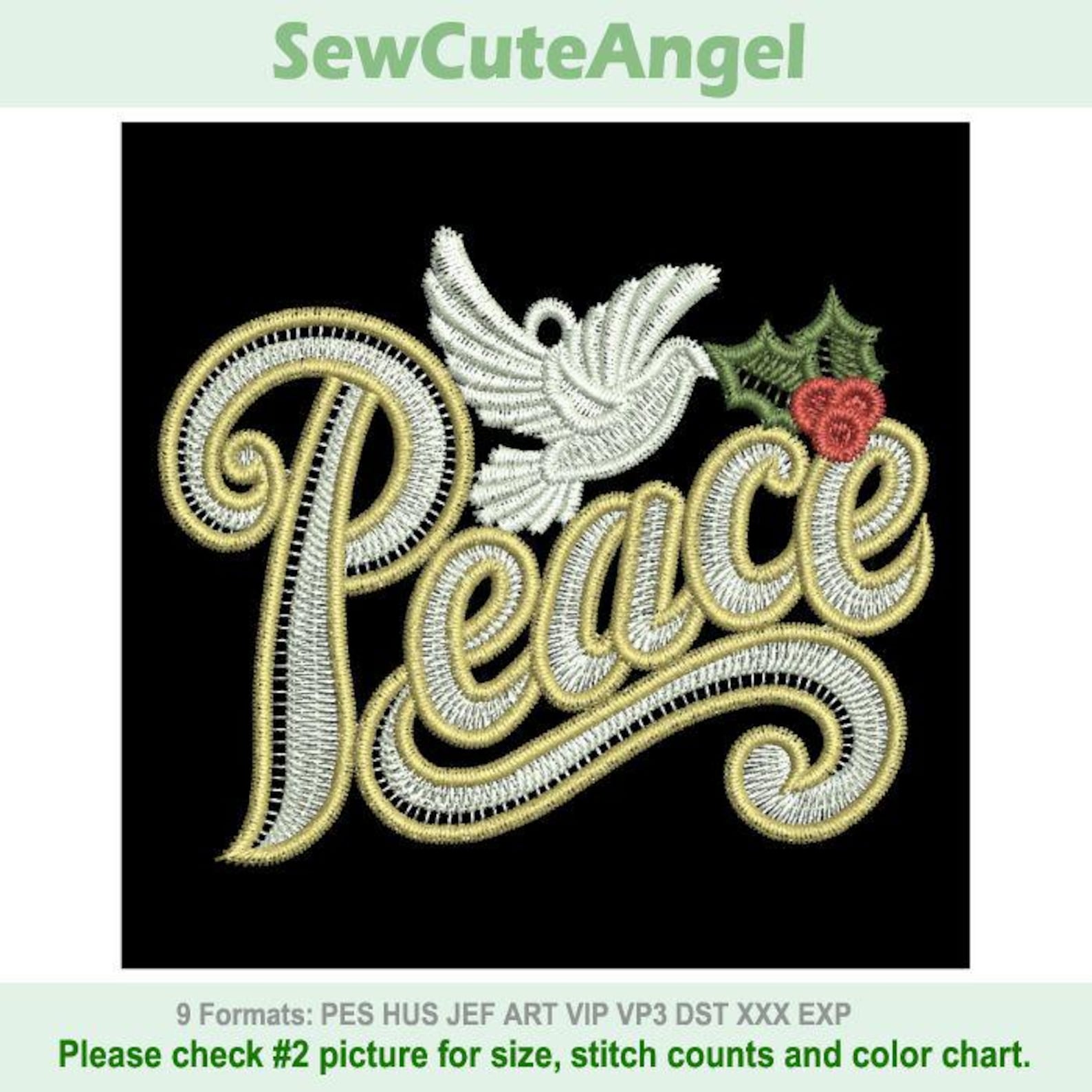 FSL Peace Dove, Holiday Harmony - Free Standing Lace Machine Embroidery ...