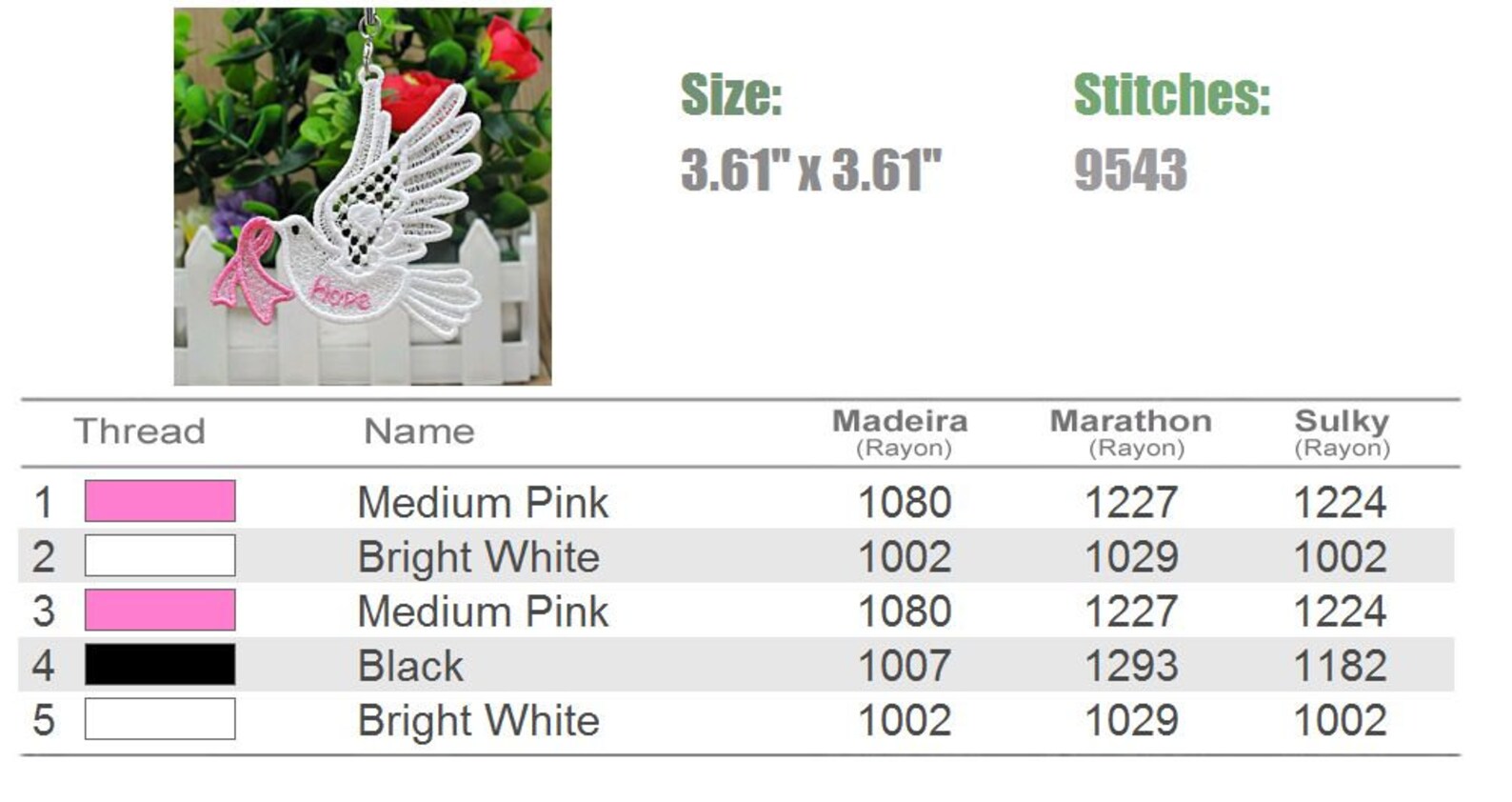 FSL Pink Ribbon Dove - Free Standing Lace Machine Embroidery Designs ...