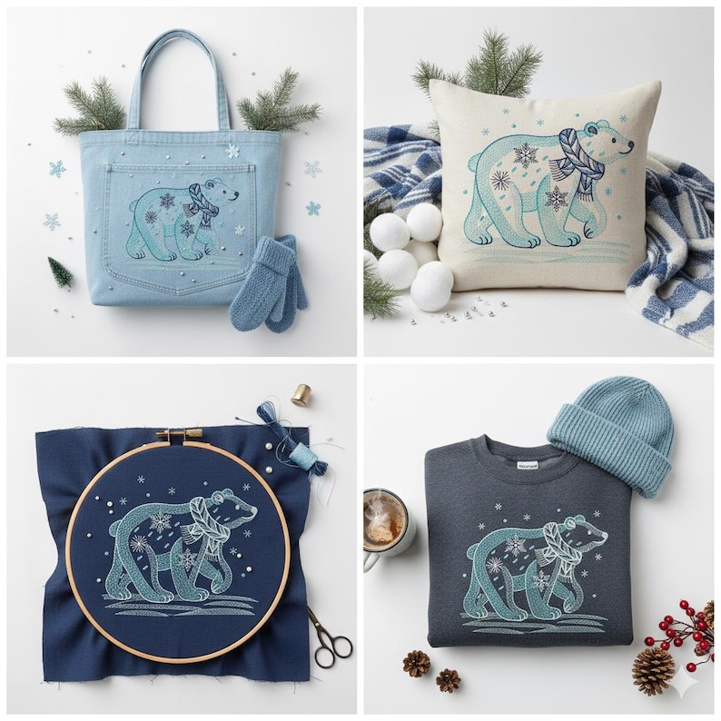 Snowy Bear, Arctic Chill, Cozy Winter - Machine Embroidery Designs ...