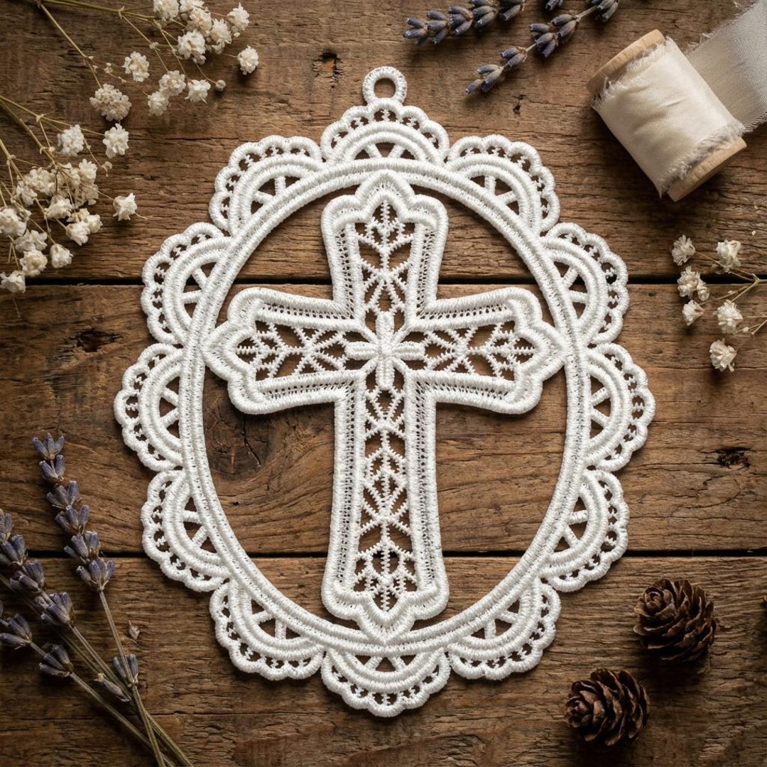 FSL Cross Ornament - Free Standing Lace Machine Embroidery Designs ...
