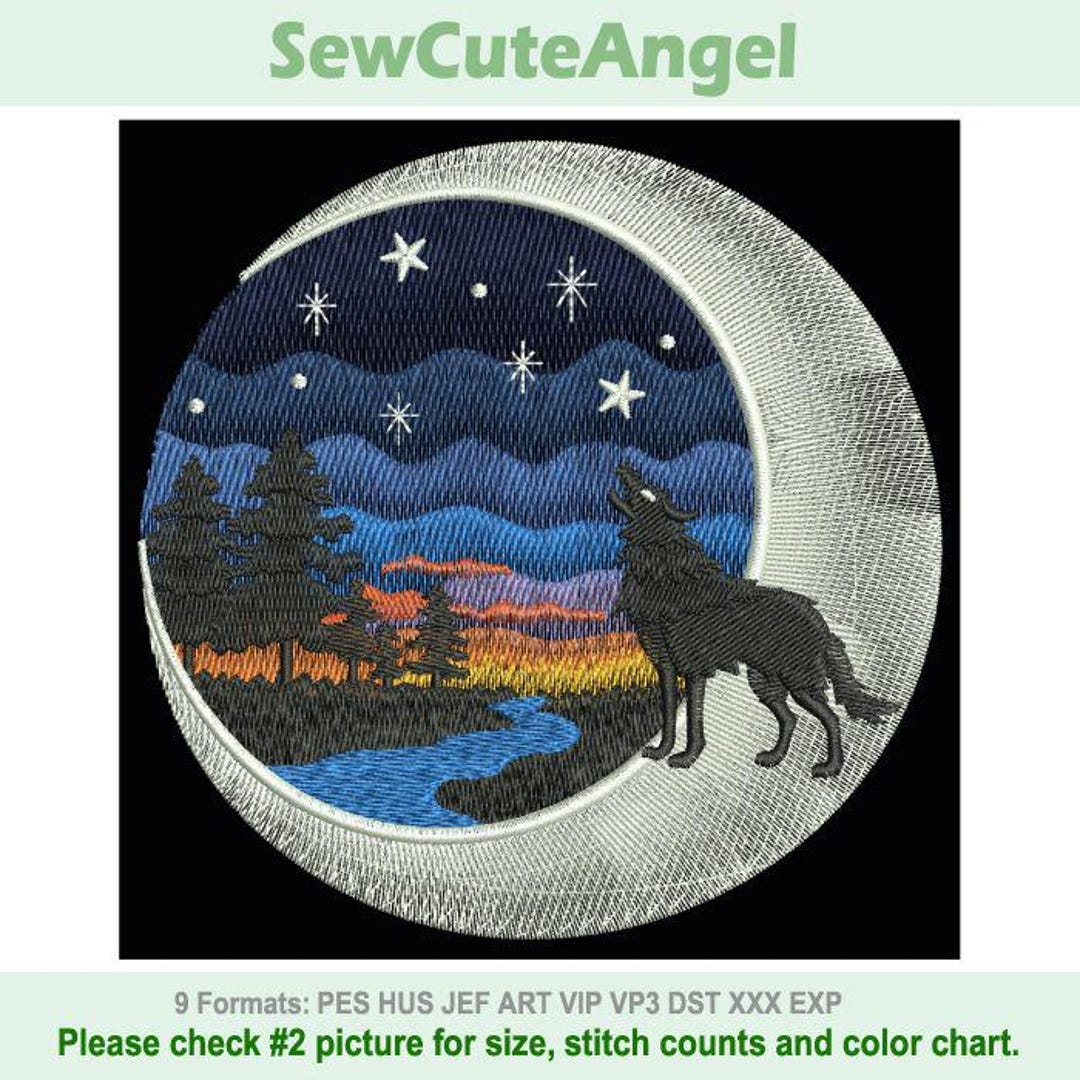 Wolf Moon, Night Howler, Midnight Hunter - Machine Embroidery Designs ...