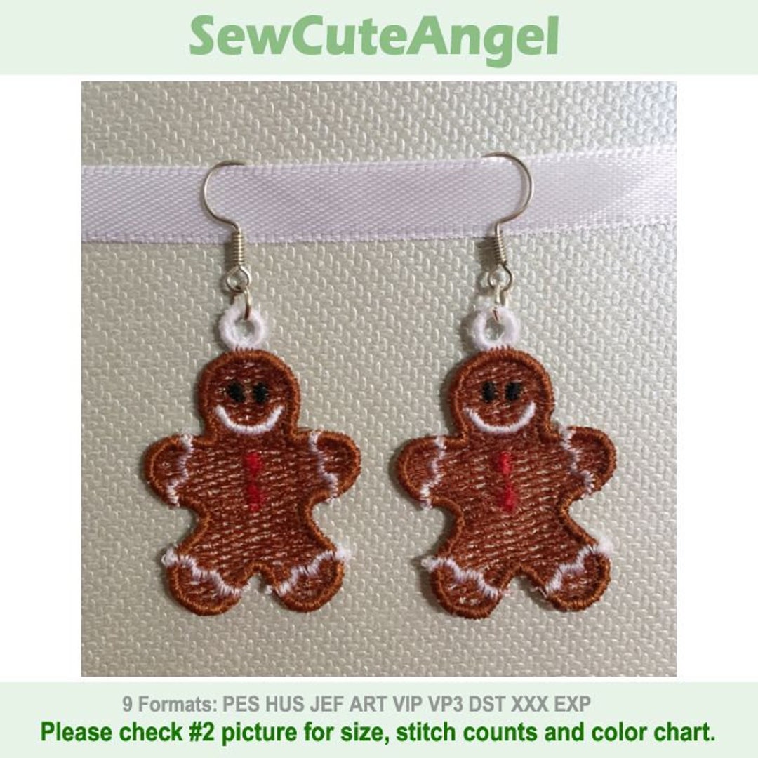 FSL Christmas Earrings Gingerbread- Free Standing Lace Machine ...