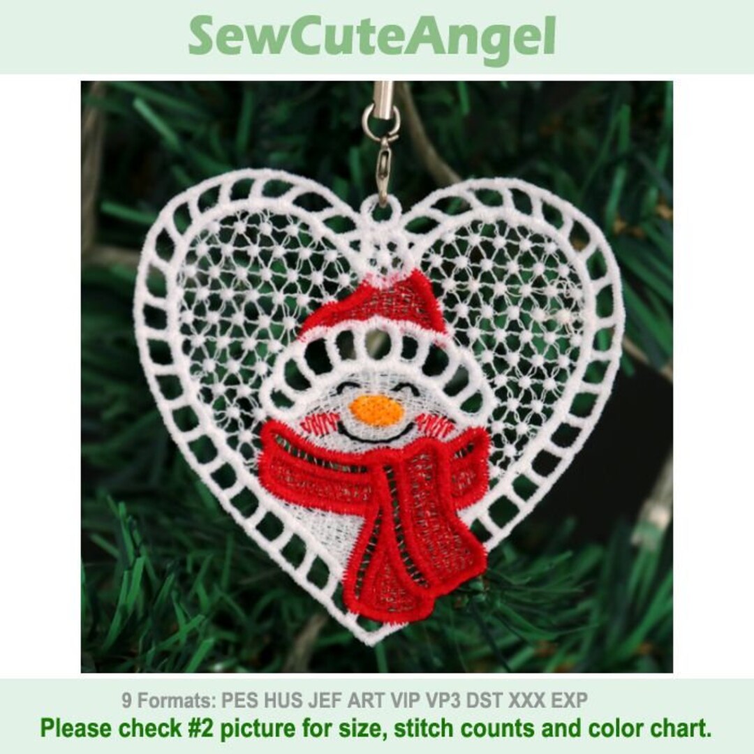 FSL Snowman Ornament - Free Standing Lace Machine Embroidery Designs ...