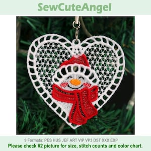 FSL Snowman Ornament Free Standing Lace Machine Embroidery Designs ...