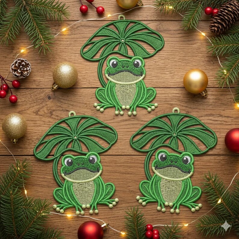 FSL Leafy Frog - Free Standing Lace Machine Embroidery Designs Instant ...